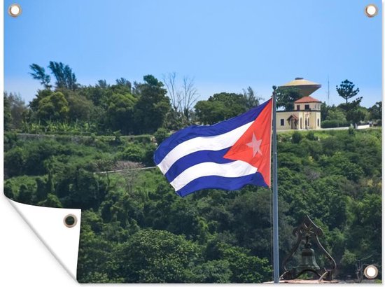Tuinschilderij De Cubaanse vlag in de groene natuur - 80x60 cm ...