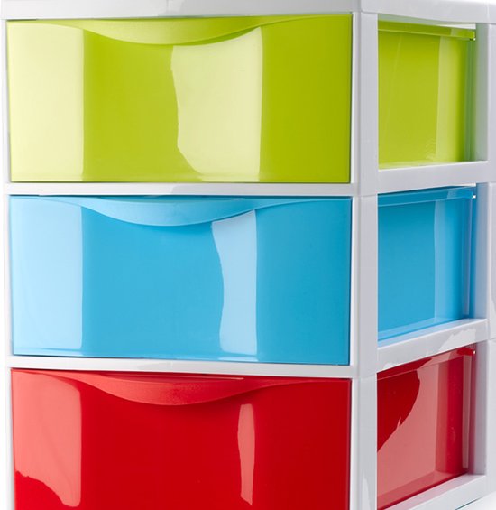 Plasticforte ladeblokje/bureau organizer - 2x - 3 lades - multi kleuren ...