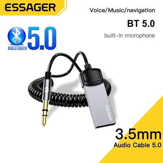 Essager USB naar 3.5mm Jack Bluetooth 5.0 Ontvanger - Audio Receiver ...