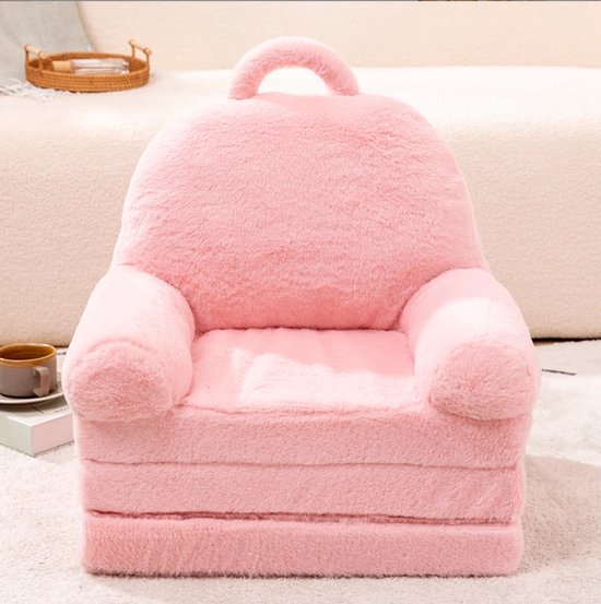 Pluizige Kinder Fauteuil Ligbed Uitvouwbaar Roze | bol