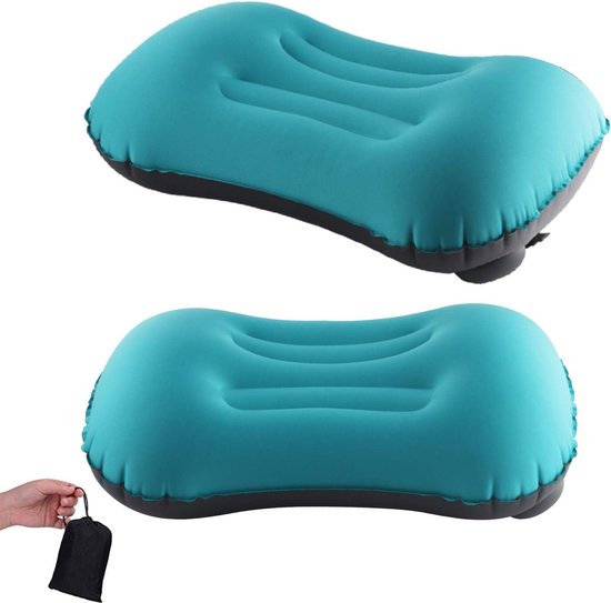 2 stuks opblaasbaar campingkussen, 2.0 ultralicht opblaasbaar kussen voor strand,... | bol
