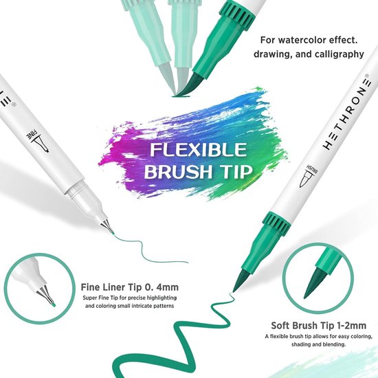 100 kleuren dual tip brush pennen, kunstenaar pennen markers voor ...