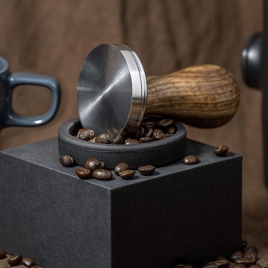 Koffie Tamper 51 mm, espresso stamper set roestvrij staal basis houten ...