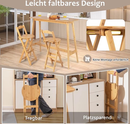 Set van 2 barkrukken, barstoelen van bamboe met rugleuning ...