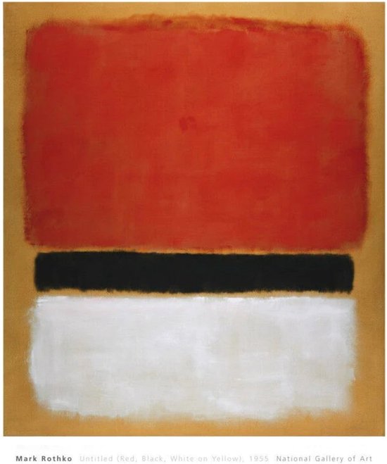 Kunstdruk Mark Rothko - Untitled Red, Black, White on Yellow, 1955 ...