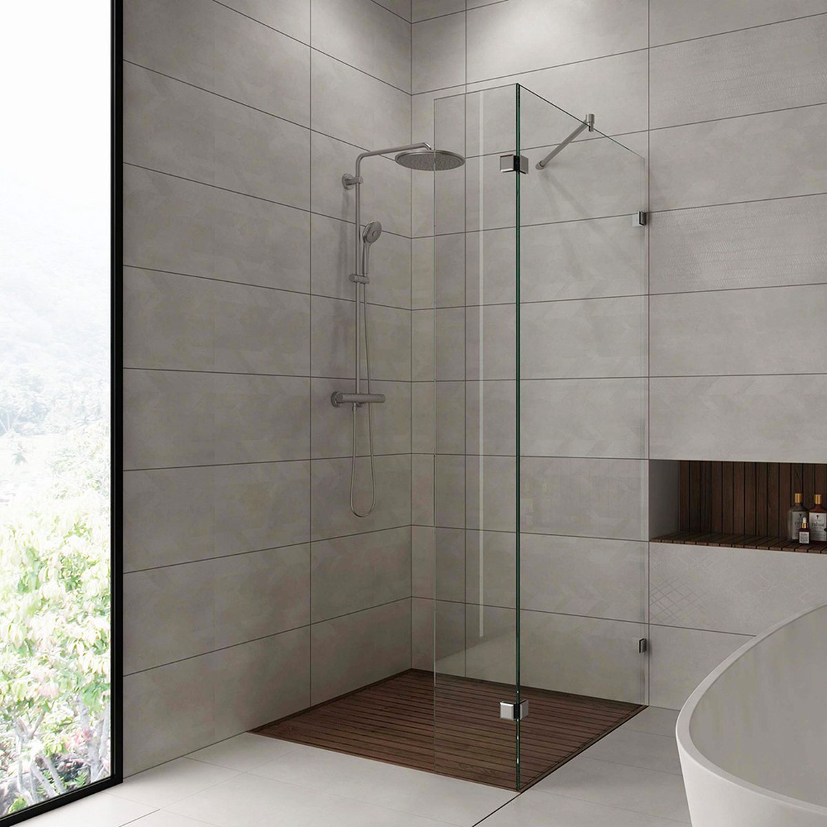 Stabilisatiestang Douchewand Schuin Muurmontage Rond 100 cm - RVS ...