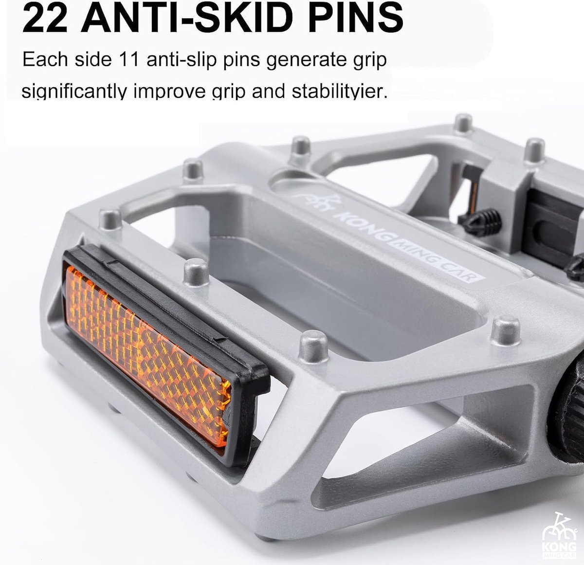 Fietstrappers, antislip MTB-trappers van aluminium met reflectoren, 9/ ...