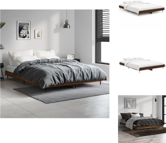 vidaXL Bedframe - bruineiken - 193 x 143 x 20 cm - multiplex ...