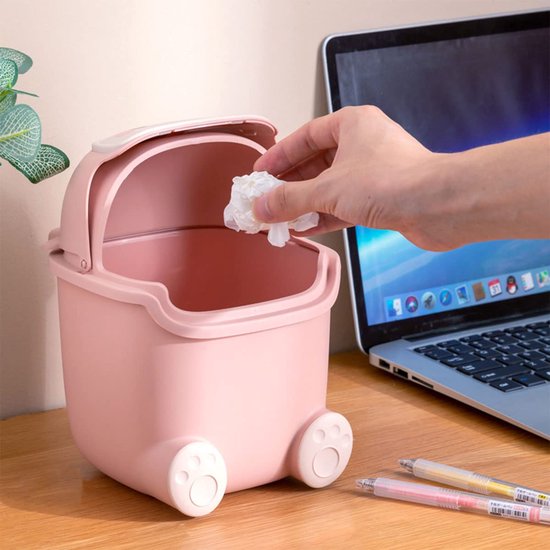 Mini Desktop Trash Can Cute Table Trash Can with Push Lid Waste Bin ...