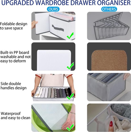 Kledingkast Organisator 12 Raster Opbergdozen Lade Organisator, Set van ...