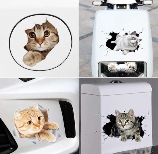 Autosticker - Kat - 3D - Schattig - Dier | bol