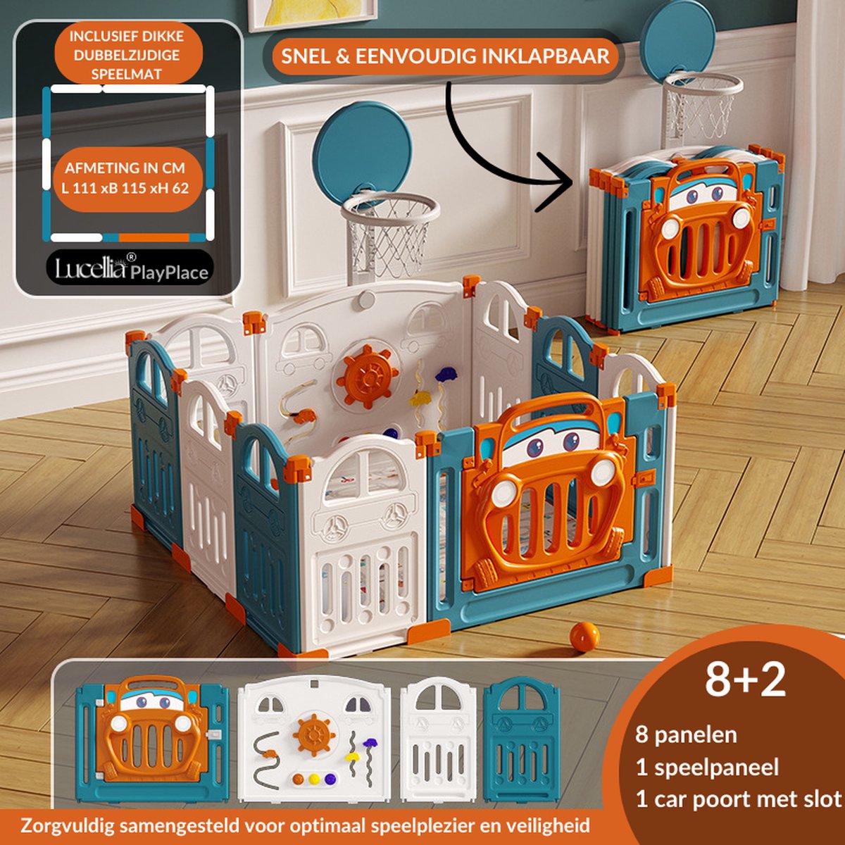 Lucellia grondbox – Inklapbare box – Met speelmat - Aquamarijn ...