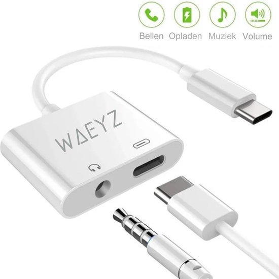 Waeyz usb c aux adapter 10W 2-1 usb c audio splitter met usbc en jack 3 ...