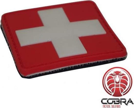 Wit kruis medische 3D PVC patch embleem met klittenband | bol