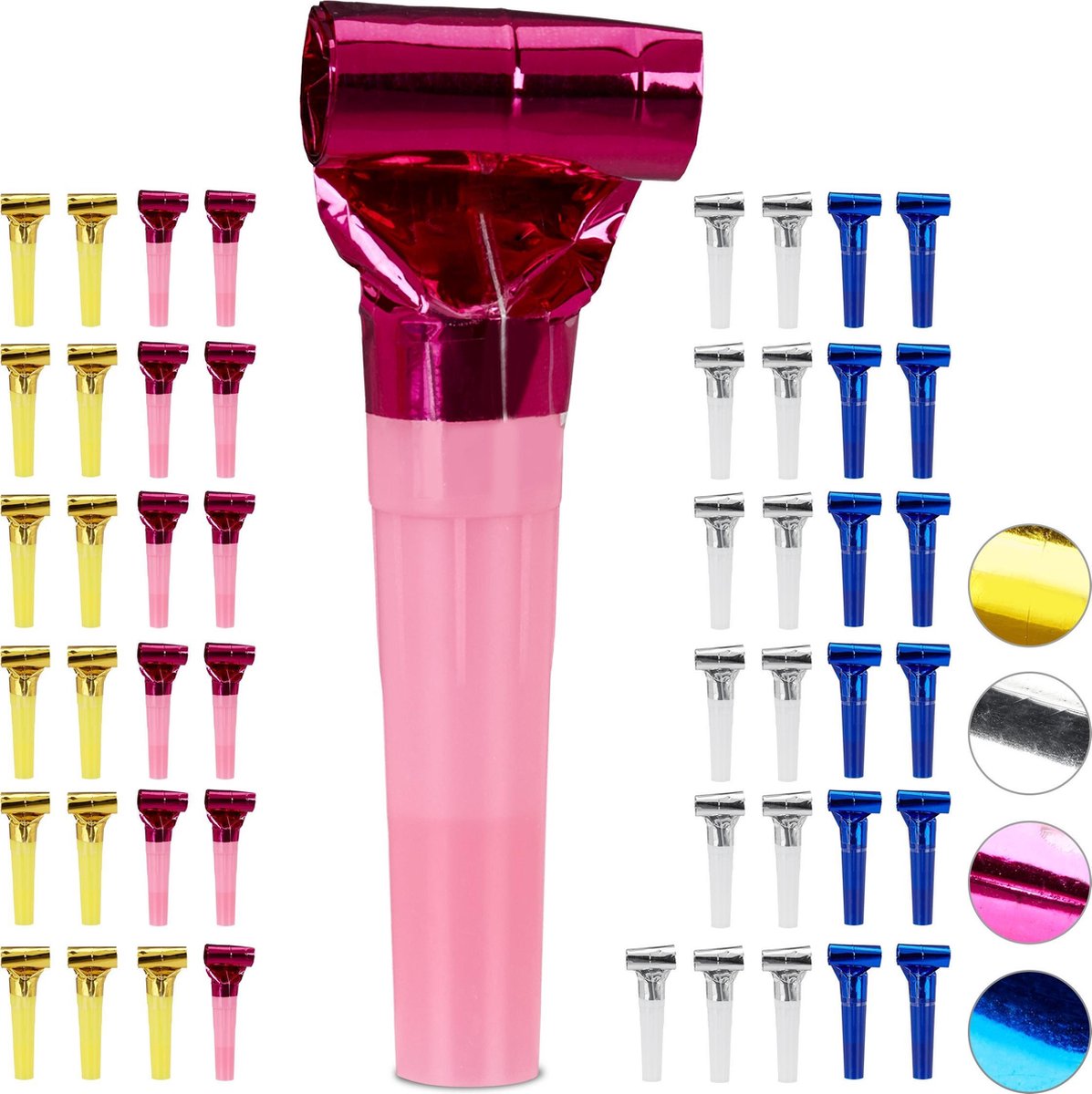 Relaxdays roltongen feest toeter - feesttoeters - 50 stuks - roltoeters ...