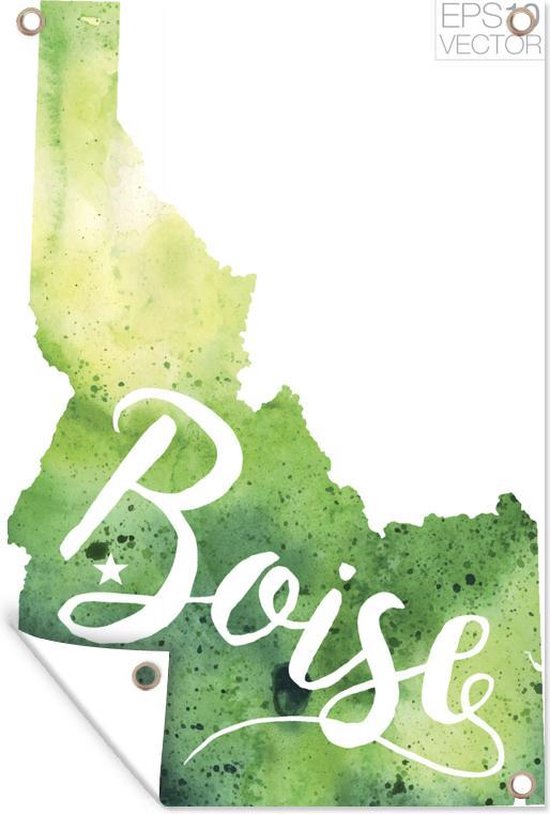 Une illustration de la ville de Boise avec un poster de jardin sur fond ...