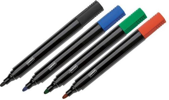 Staples DuraMark 2070 Permanente Marker, 3 mm, Zwart, Blauw, Rood ...