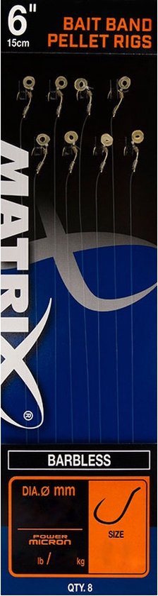 Matrix Bait Band Pellet 6inch Rigs - Barbless - Haakmaat 18 ...