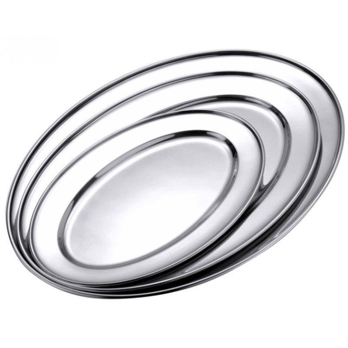 Set de 6x plats de service ovales inox 30/35/40 cm - Plat de service ...