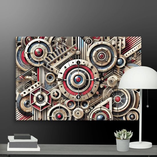 Modern Canvas Kunstwerk met Rode Accenten – Levendige Kleuren en ...