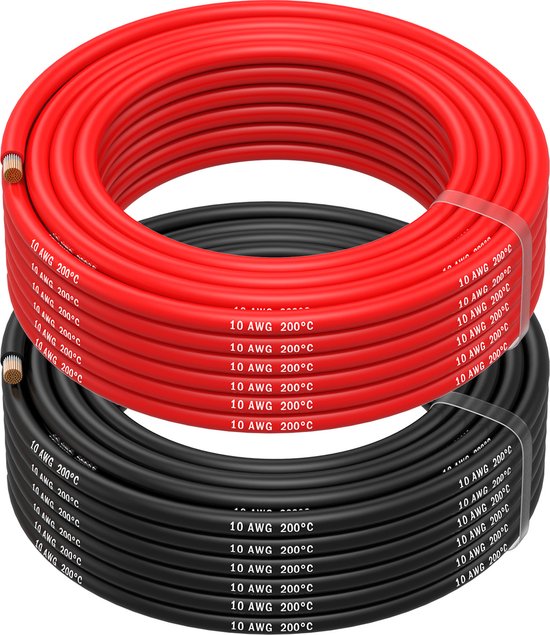 MMOBIEL 10 AWG Siliconen Elektrische Draad - 10 Gauge (5,26mm²) Vertinde Koperkabel -... | bol