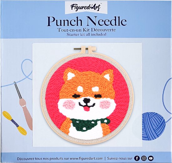 Figured'Art Punch Needle Kit voor Volwassenen en Kinderen - Shiba Inu ...