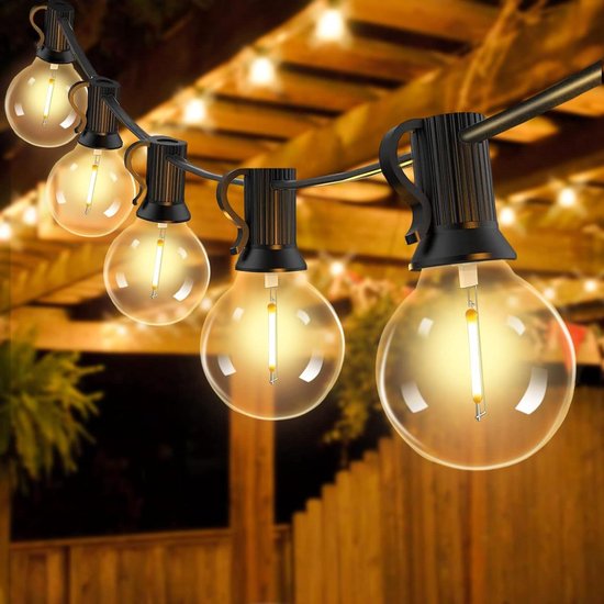 String Lights Outdoor 12M Warm Wit IP44 Waterdicht - 18+2 Bulbs LED ...