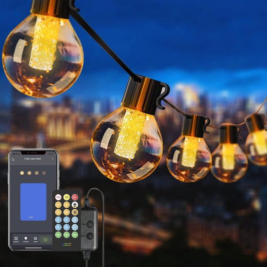 G40 Warm White Smart Bluetooth Light String Set - Wireless Control | bol