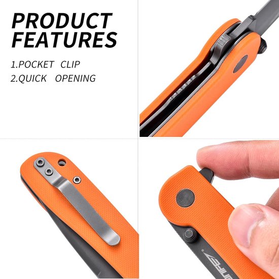 Vouwmes Buitenmes met Zakclip 8Cr14MoV Lemmet en G10 Handgreep - Klein ...