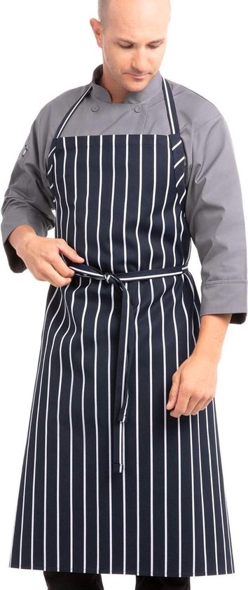 English Chef Apron Navy Chalk Stripe - Chef Works A100-NCS | bol