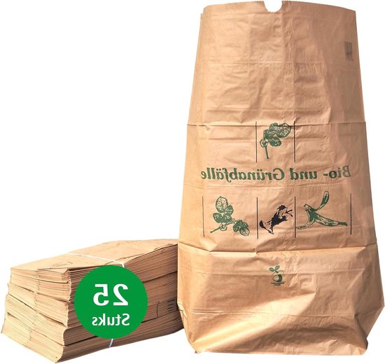 Sacs en papier compostables pour déchets organiques 120 litres - Set de ...