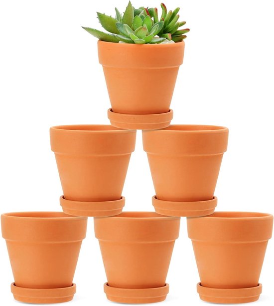 Bloempot 4 inch Terra Cotta potten met schotels - set van 6 stuks | bol