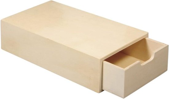 Houten box 20 x 10 x 5 cm uittrekbare binnentas natuur- bruin - FSC Mix ...