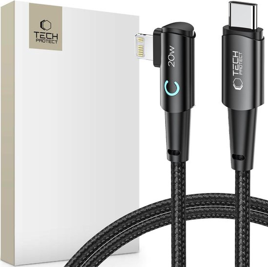 TECH-PROTECT - ULTRABOOST - "L" BLIKSEMKABEL PD20W/3A 100CM GRIJS | bol
