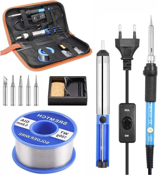 Soldeerbout Set met Instelbare Temperatuur 60W 220V - 5 Stuks Tips ...