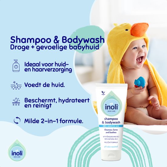 Inoli Skin Care 2-in-1 Baby Shampoo & Douchecrème - Droge & Gevoelige ...