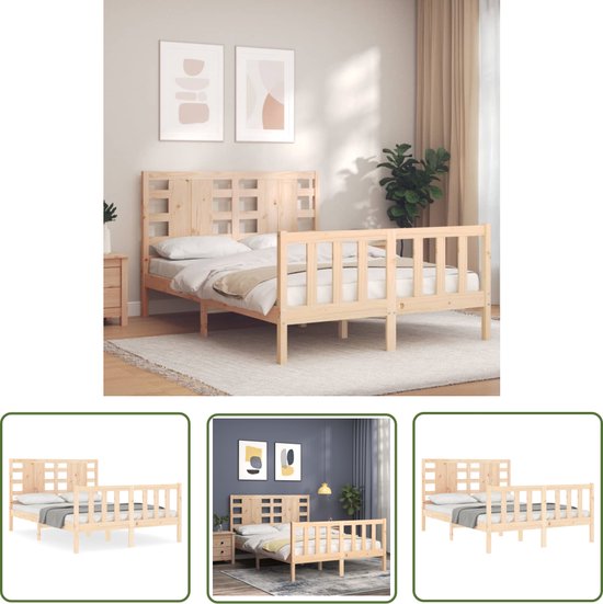 vidaXL Hoofd- En Voeteneind - Massief Grenen Bed Frame - Bedframe ...
