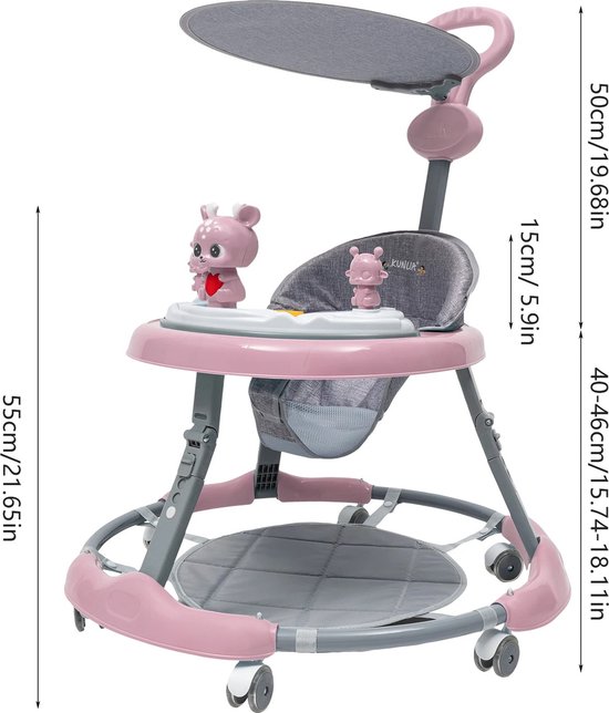 Asaam-Opvouwbare Baby Walker-Opvouwbare Baby Rollator -Gewatteerd ...