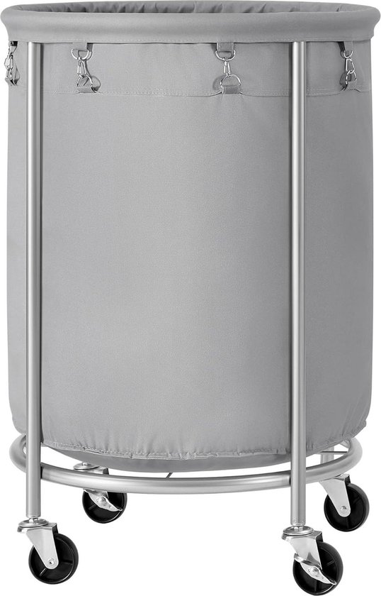 Wasmand 170 liter met wieltjes en afneembare waszak - Grijs zilver ...