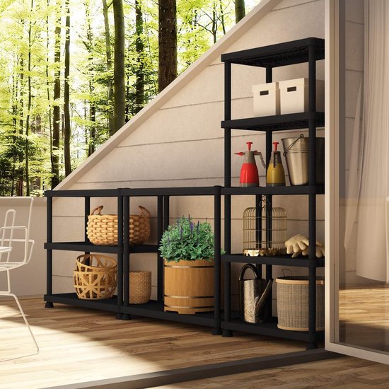 Modulaire stellingkast 5 planken Zwart Kunststof 60x30x165 cm - S-5 | bol