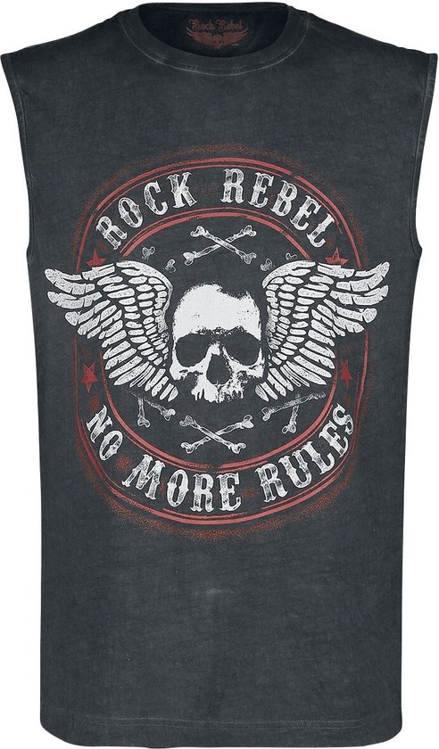 Rock Rebel by EMP Donkergrijze tanktop met rockprint Mannen - XL | bol