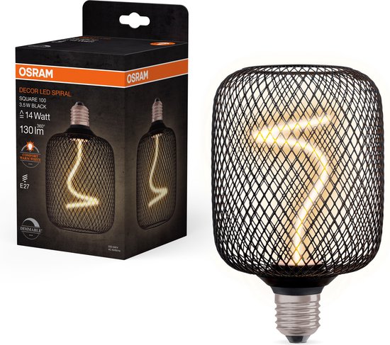 Osram LED Decor 3.5W 130lm 1800K Square Zwart | Dimbaar | E27 | Zeer ...