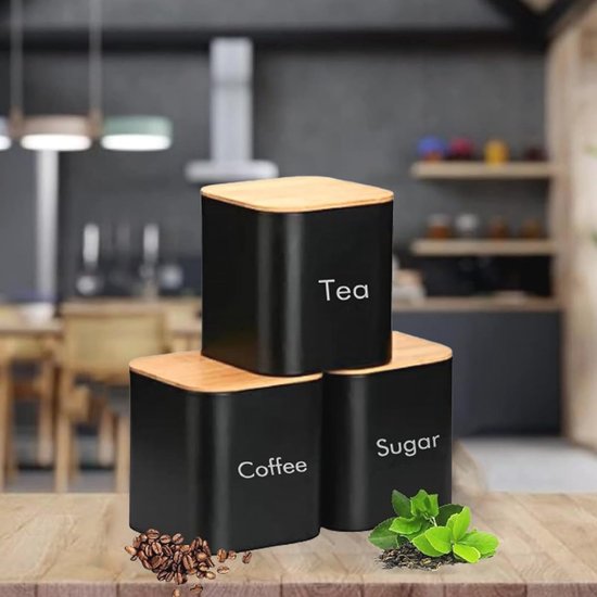 3-delige keukendozenset voor koffie, thee en suiker - Opbergdozen met ...