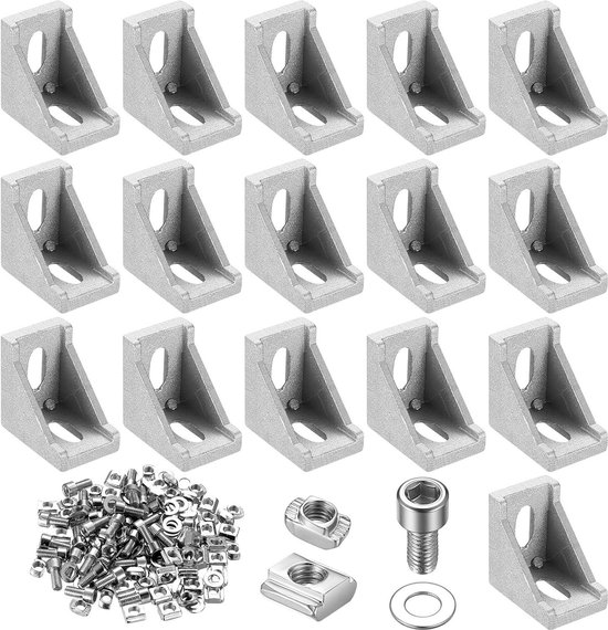16 Pack Aluminium Profiles Mounting Material - 20x20 Angle Connection ...