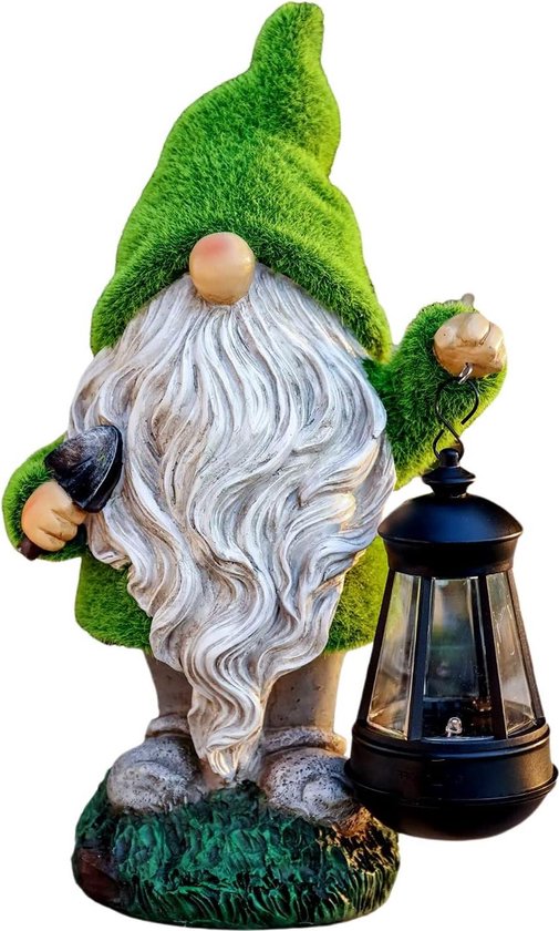 Tuinkabouter 33 cm LED Zonnige met Lantaarn - Dwergtuin - Waterdicht ...
