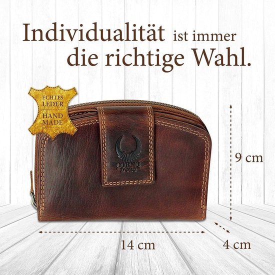 Moderne grote leren dames portemonnee met RFID-getest vintage leer ...