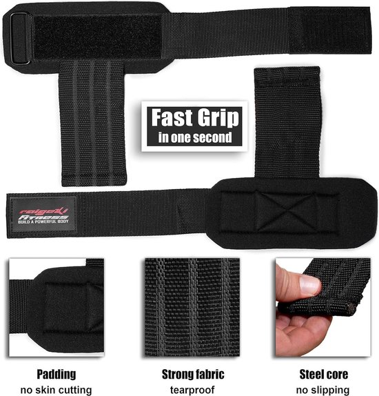 Fast Grip lifting straps met snelsluiting voor krachttraining ...
