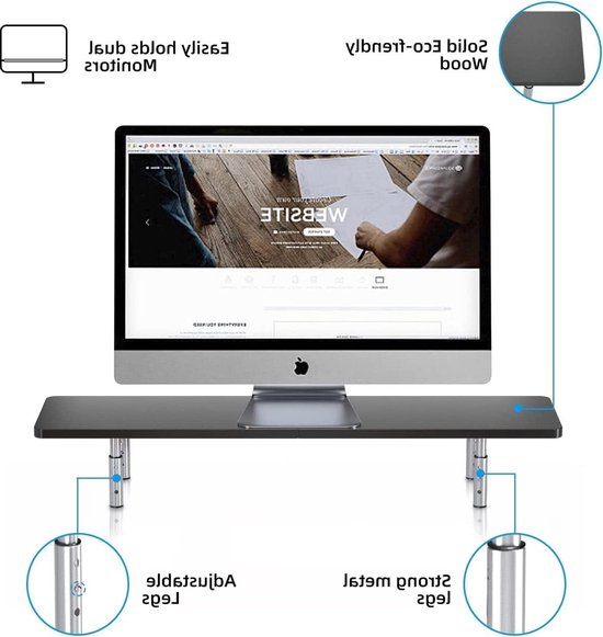 Monitor Standaard - Beeldscherm Standaard Houten Monitor Lift ...