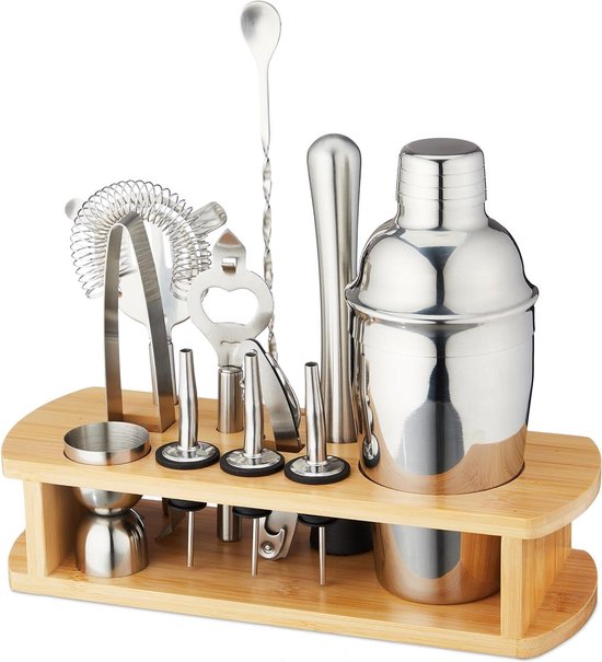 Barmaatje 12-piece cocktail set with holder - Shaker - Bar spoon ...