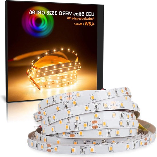 Dimbare LED-strip 5m - Warm wit (2700K) - CRI 96 - 24W 24V IP20 | bol